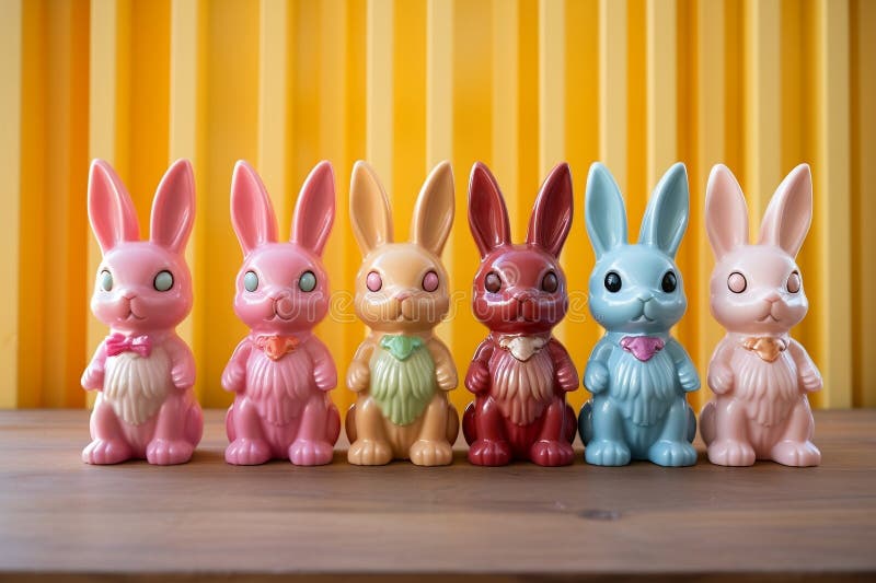 Arrangement of Five Plastic Toy Rabbit Figures. AI Stock Illustration ...