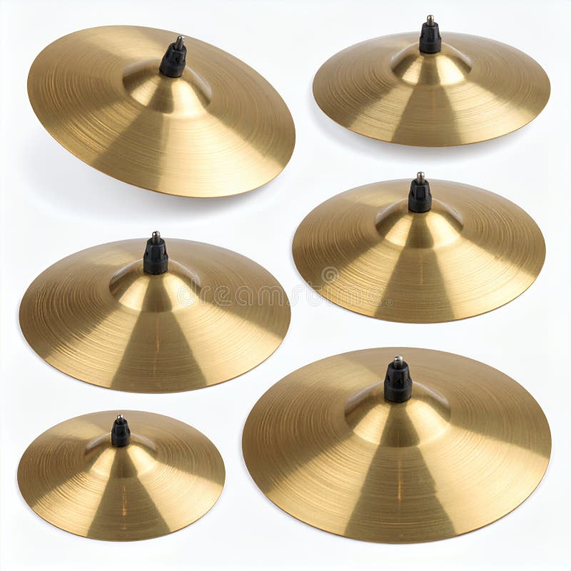 Arrangement of Graduated Bronze Cymbals, Percussion Instruments, Poised ...