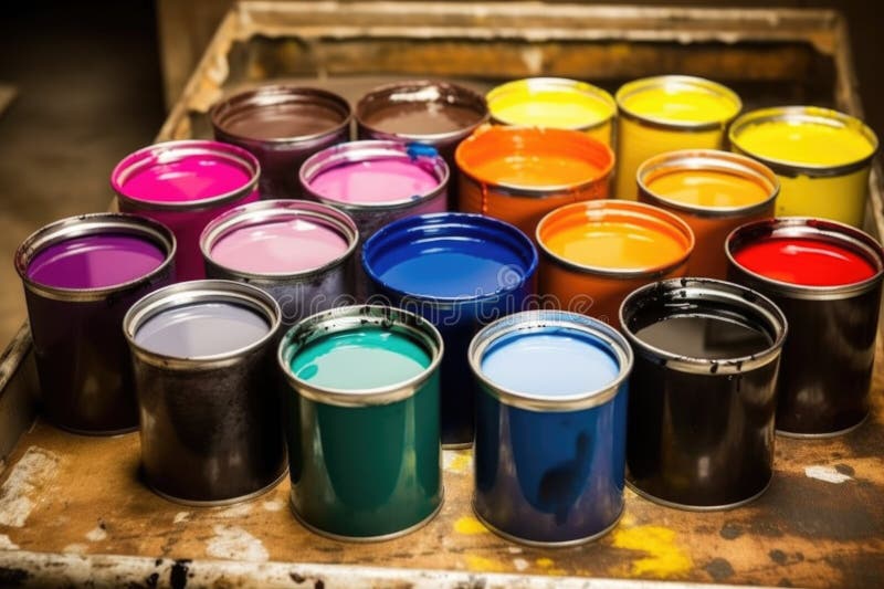 Arrangement of Ink Cans for Printing Book Covers Stock Illustration ...