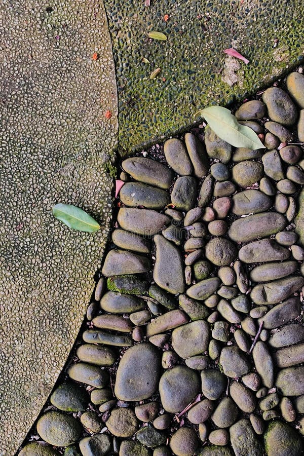 Arrangement of Mossy Rocks on the Road Stock Photo - Image of asphalt ...