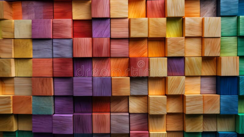 Spectrum of Stacked Multi-colored Wooden Blocks, Ai Generated Stock ...