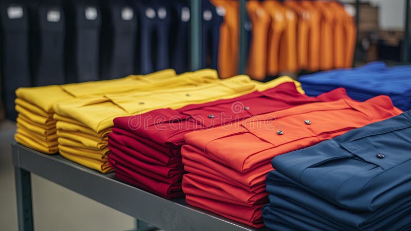 Arrangement of Neatly Folded Uniforms Ready for Professional Delivery ...