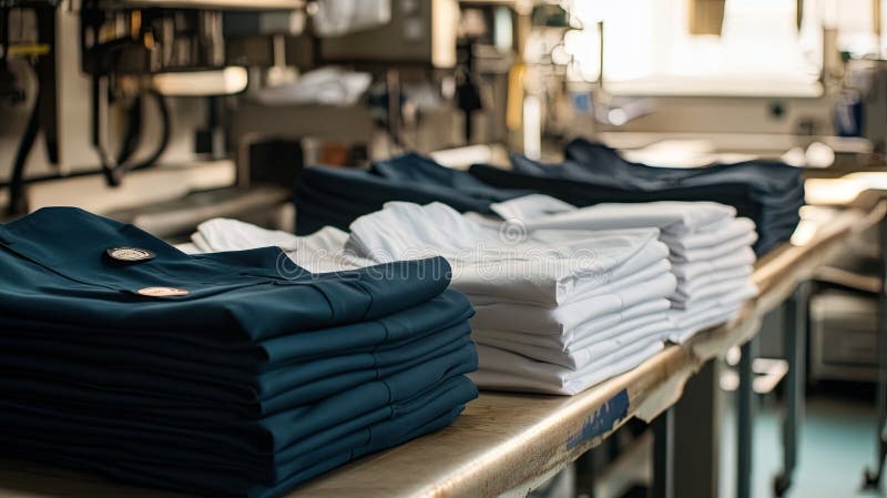 Arrangement of Neatly Folded Uniforms Ready for Professional Delivery ...