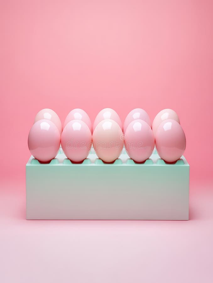 Arrangement of Pink Spheres on a Mint Block Against a Soft Pink Studio ...