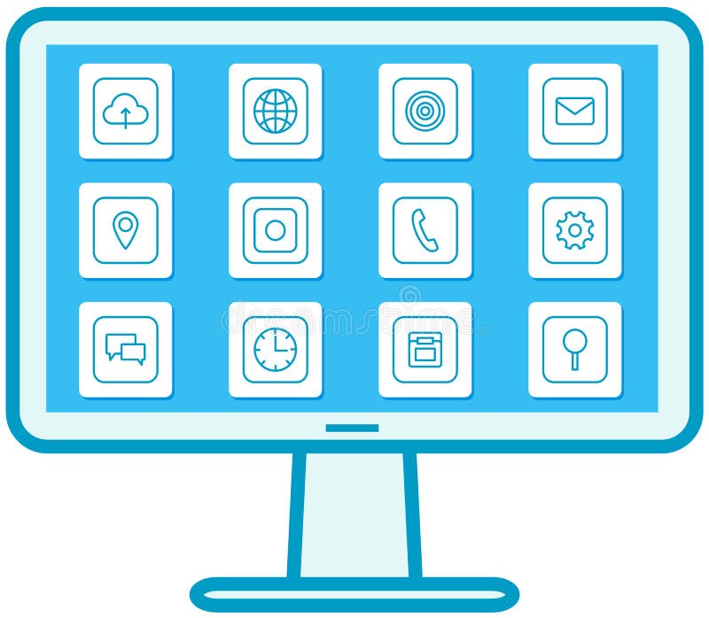 Arrangement of Program Shortcuts on Display. Computer Home Screen ...