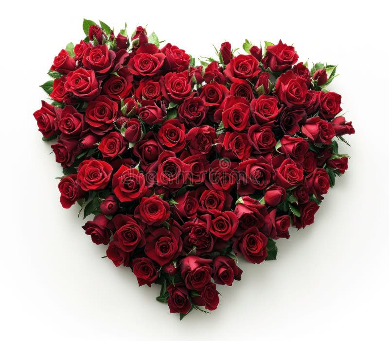 An Arrangement of Red Roses in a Heart Shape Stock Photo - Image of ...