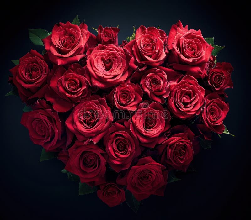 An Arrangement of Red Roses in a Heart Shape Stock Photo - Image of ...
