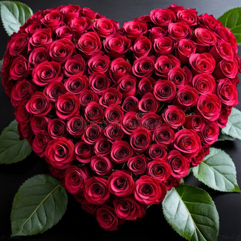 An Arrangement of Roses in the Shape of a Heart Stock Illustration ...