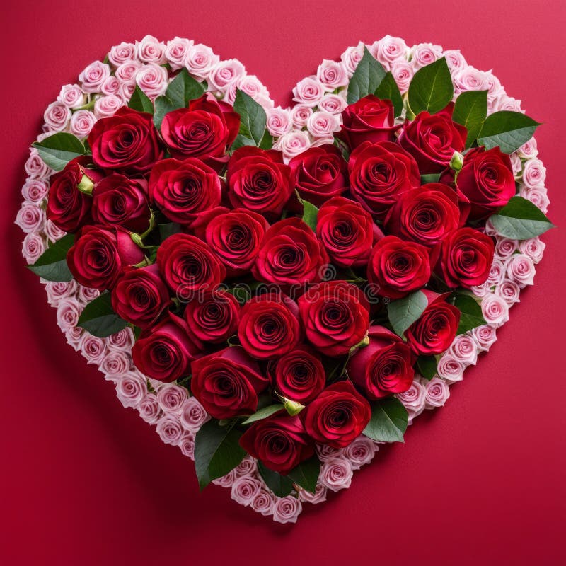 An Arrangement of Roses in the Shape of a Heart Stock Illustration ...