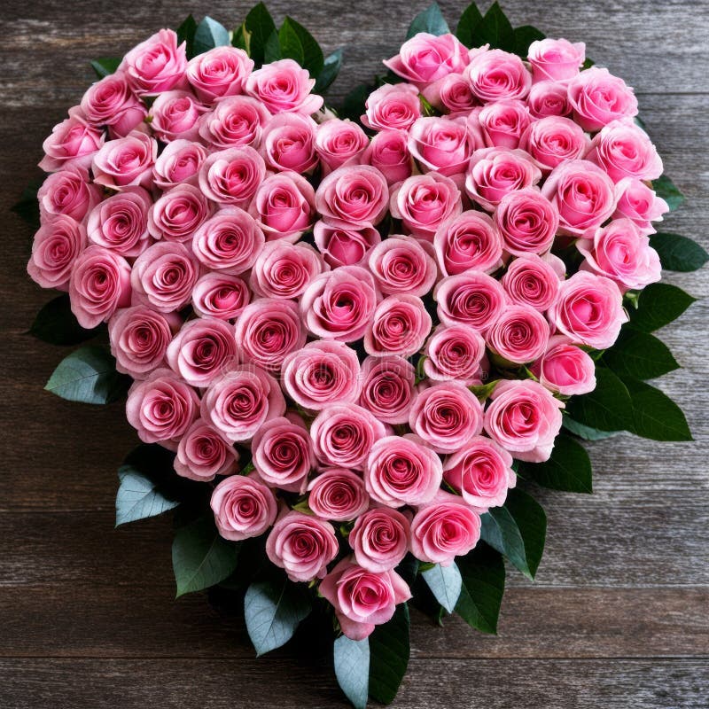 An Arrangement of Roses in the Shape of a Heart Stock Illustration ...