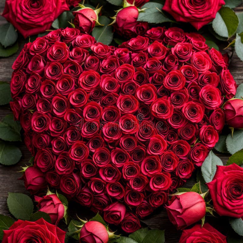 An Arrangement of Roses in the Shape of a Heart Stock Illustration ...