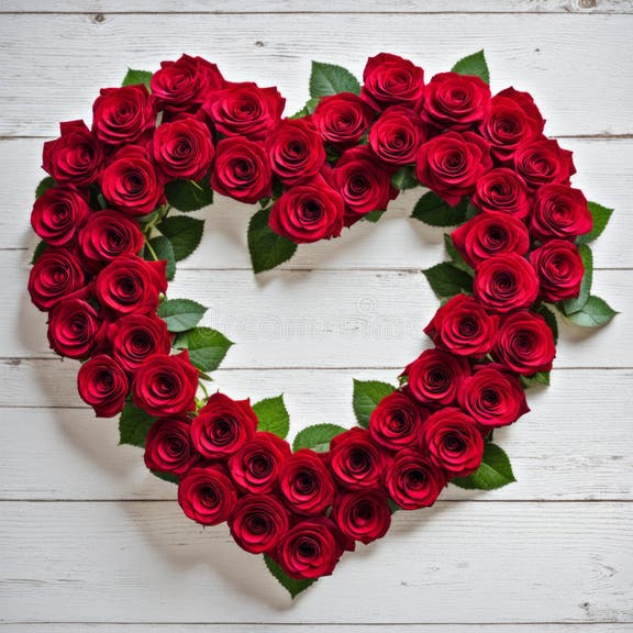 An Arrangement of Roses in the Shape of a Heart Stock Illustration ...