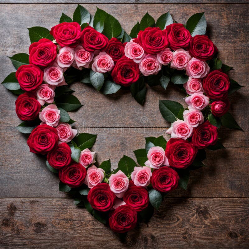 An Arrangement of Roses in the Shape of a Heart Stock Illustration ...