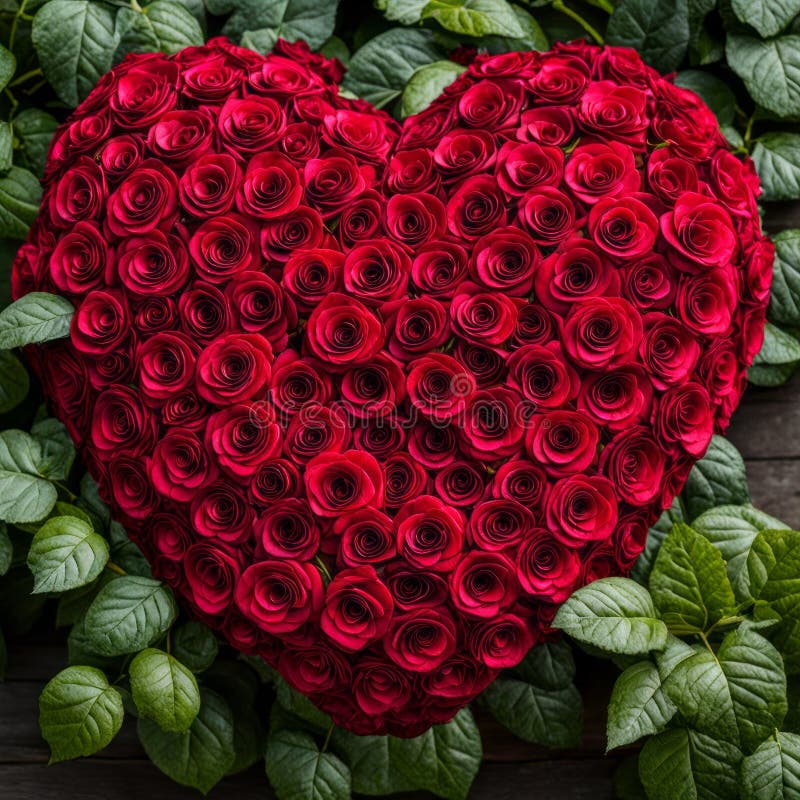 An Arrangement of Roses in the Shape of a Heart Stock Illustration ...
