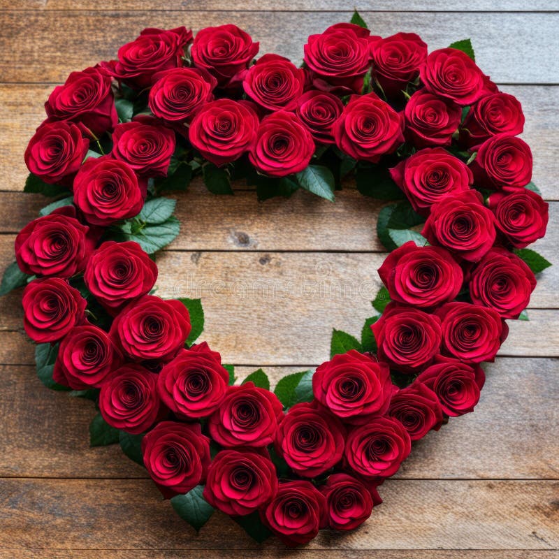 An Arrangement of Roses in the Shape of a Heart Stock Illustration ...