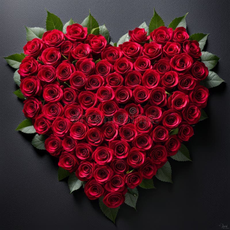 An Arrangement of Roses in the Shape of a Heart Stock Illustration ...