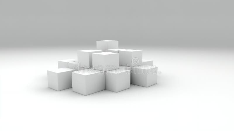 Arrangement of Several White Cubes Stacked on Top of Each Other in a ...