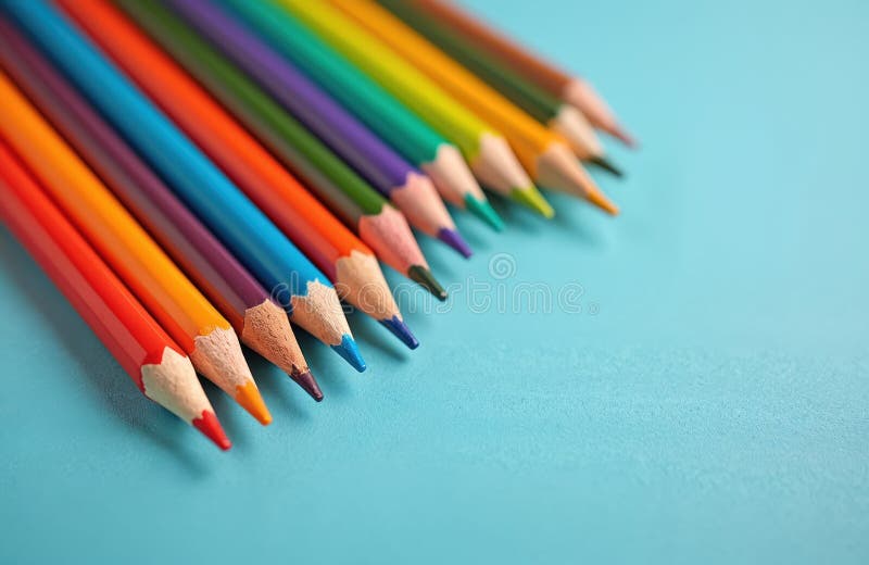 Arrangement of Sharp Colored Pencils for Creativity, Drawing. Bunch of ...