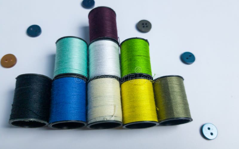 Arrangement of Some Kit for Sewing, Threads and Buttons Stock Photo ...