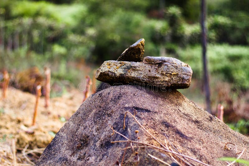 An Arrangement of Two Stones on a Lump of Earth or Small Hill Stock ...