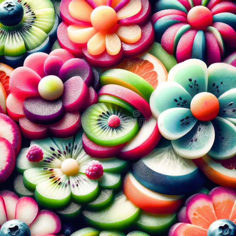 An Arrangement of Various Slices of Fruit in Assorted Flavors Stock ...