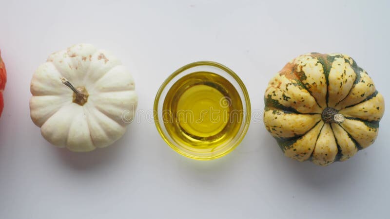 Arrangement of Various Types of Oil and Fall Squash on a White ...