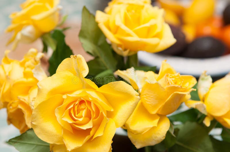 Arrangement of Yellow Roses in Natural Light Stock Photo - Image of ...