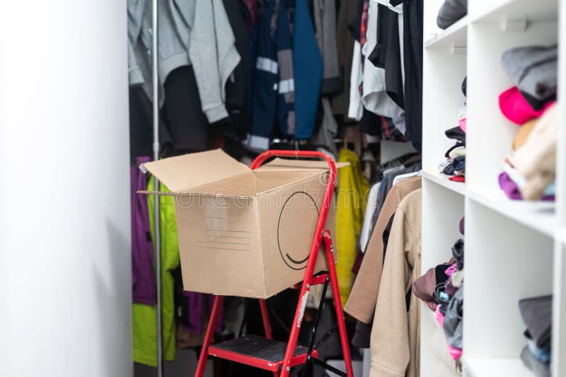 Arranging Clothes at Wardrobe, Moving Stock Photo - Image of declutter ...