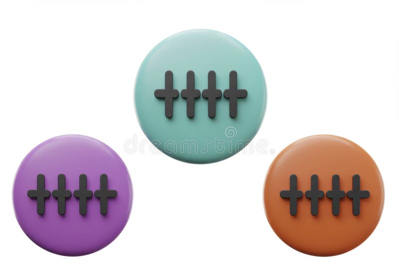 Arranging Equalizer Buttons in Purple, Green, and Orange Stock ...