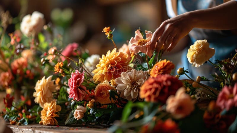 Arranging Floral Centerpiece - AI Generated Stock Illustration ...