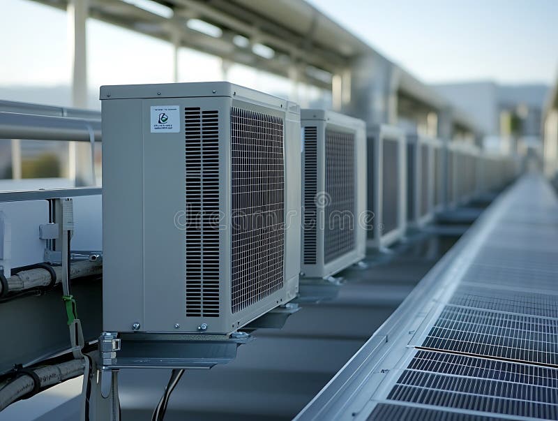 Array of Air Conditioning Units on a Rooftop Roof Stock Illustration ...