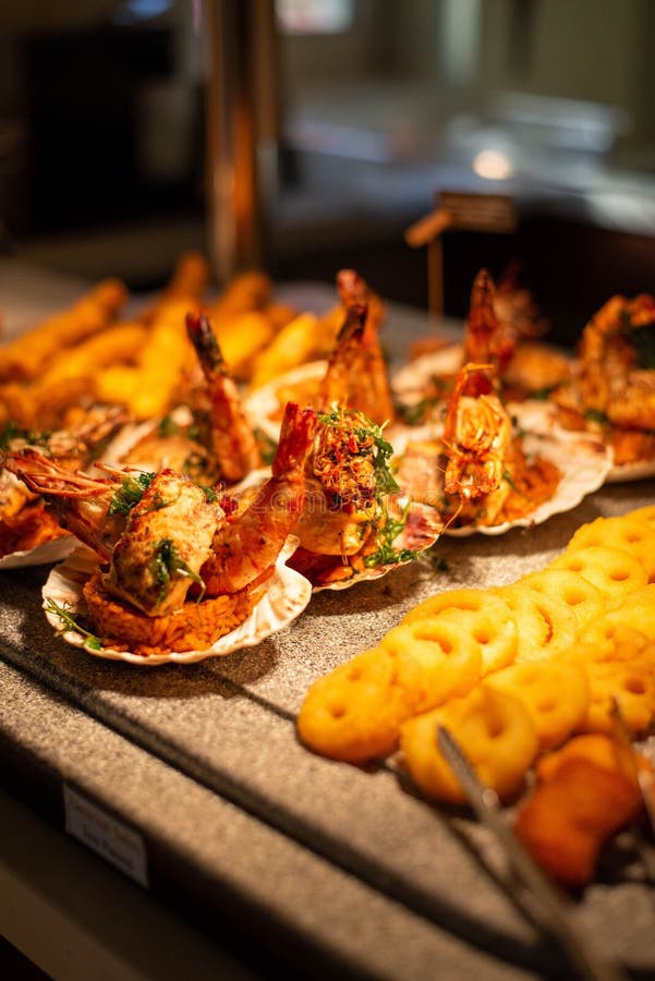 Array of Appetizers and Seafood in a Buffet Area, Ready To Be Enjoyed ...