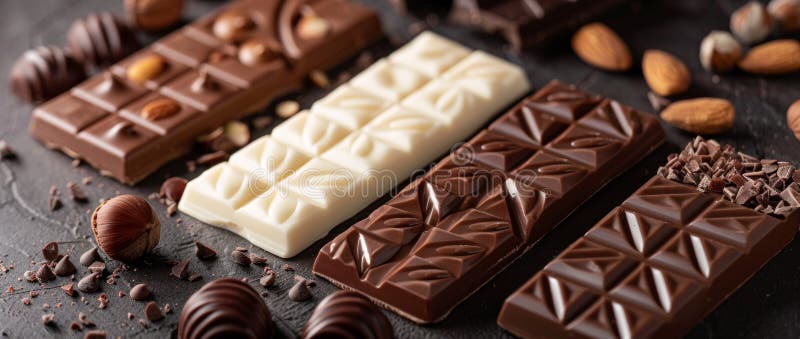 An Array of Assorted Chocolate Bars, Including White, Milk, and Dark ...