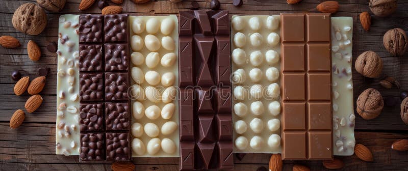 An Array of Assorted Chocolate Bars, Including White, Milk, and Dark ...