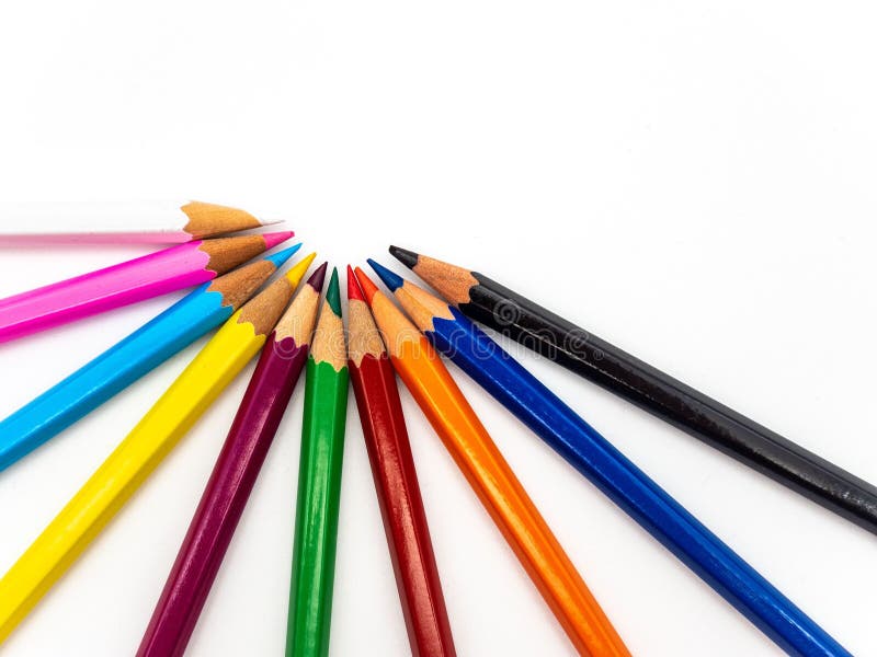 Array of Assorted Colored Pencils in a Circular Formation Against a ...