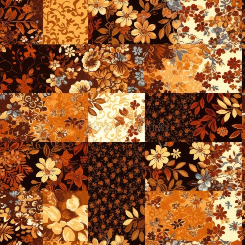 An Array of Autumn-hued Floral Patterns Meticulously Assembled To ...