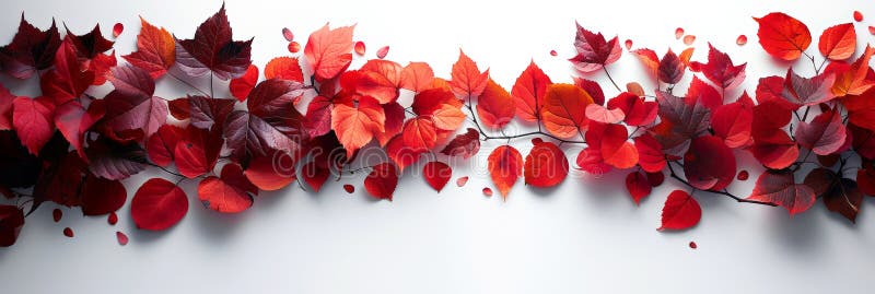Array of Autumn Leaves in Vibrant Shades of Red and Orange on White ...