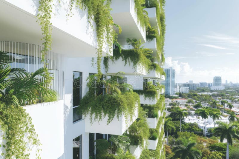 An Array of Balconies Adorned with Overflowing Greenery Creates a ...