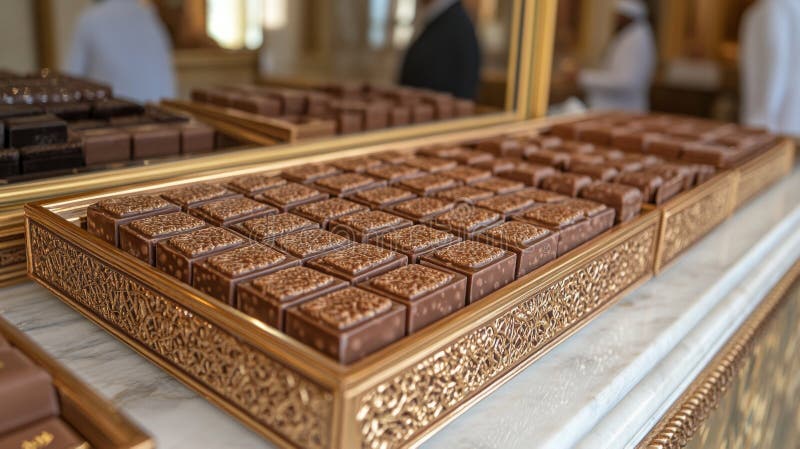 An Array of Beautifully Arranged Dubai Chocolates is Presented on a ...