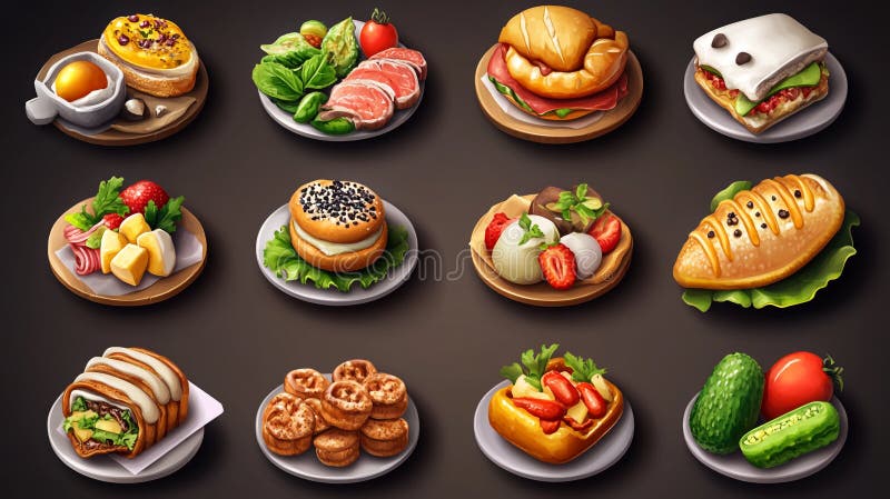 Variety of Delicious Dishes Displayed on Plates Showcasing Culinary ...