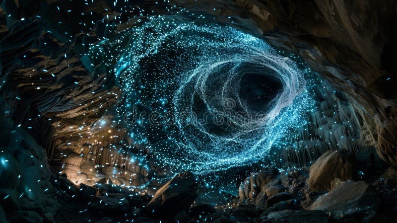 An Array of Bioluminescent Insects Flutter Around Creating a Swirling ...