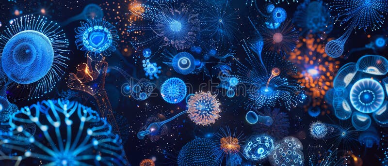 An Array of Bioluminescent Organisms Forming Intricate Patterns ...