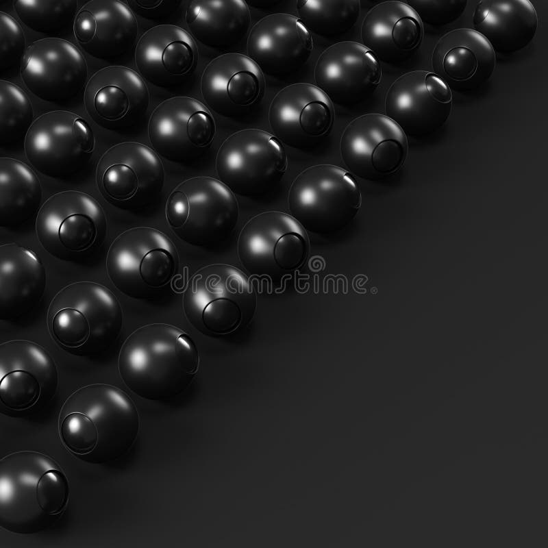 Array of Black Abstract Spheres on Dark Background Stock Illustration ...