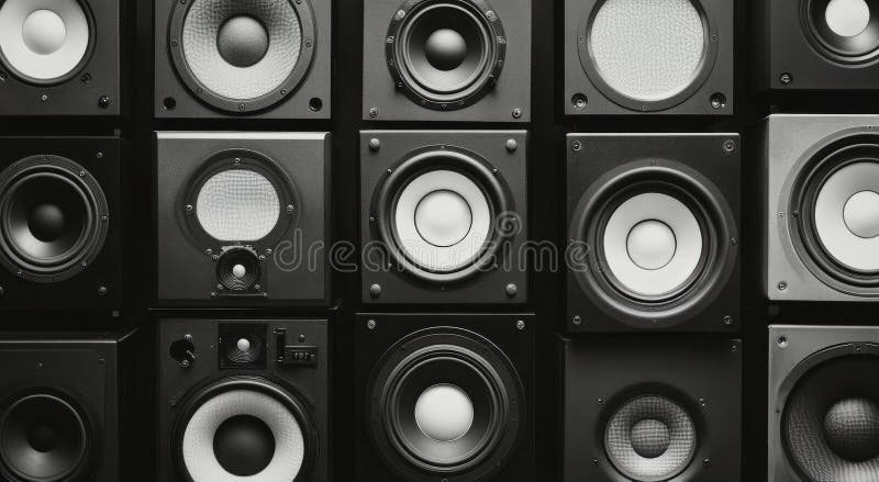 Array of Black Speakers Showcasing Different Sizes and Designs in a ...