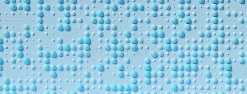 Array of Blue Spheres with Different Sizes on Blue Background, Abstract ...