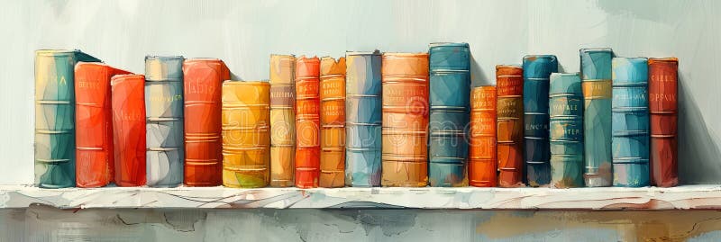 Array of Books on a Shelf. a Spectrum of Reading Materials Stock Image ...