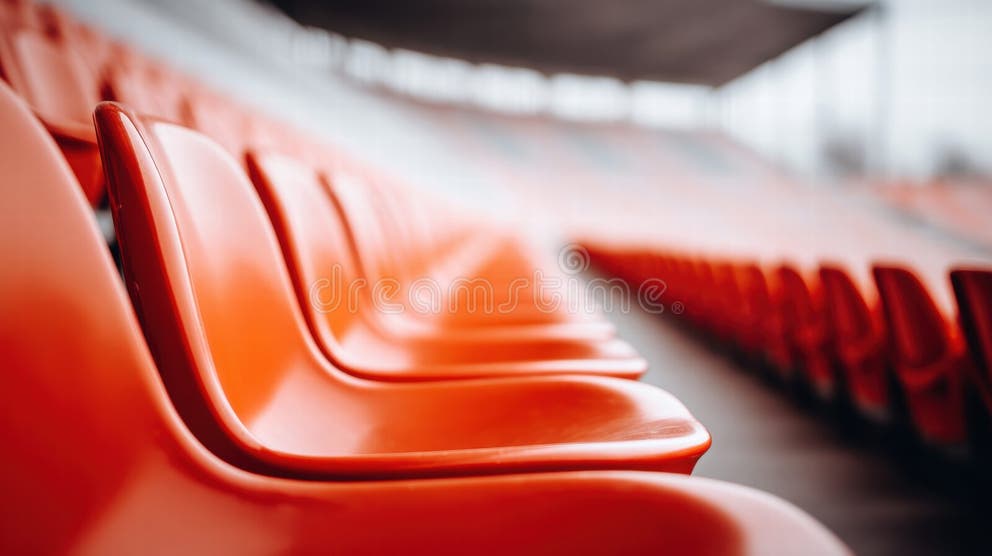 An Array of Bright Orange Stadium Seats, Waiting for the Crowd To Fill ...