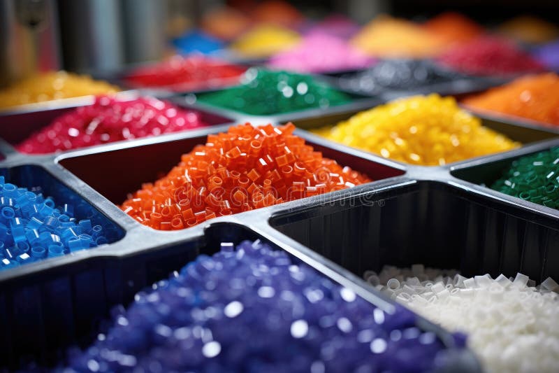 An Array of Brightly Colored Plastic Pellets in a Production Line Stock ...