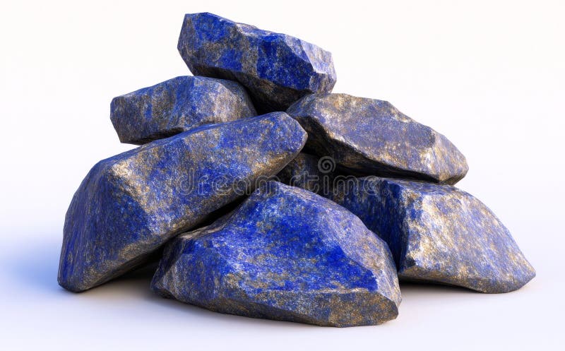 An Array of Brilliant Blue Rocks are Scattered Across a White Surface ...