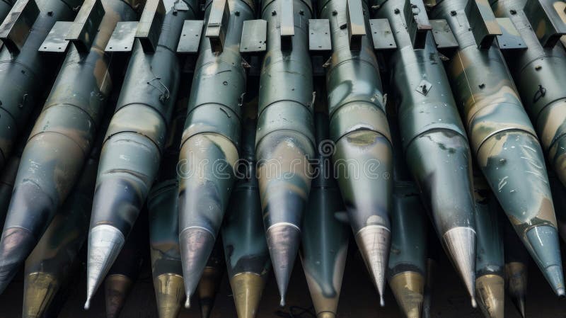 Array of Bullet Shells on Shelf Stock Photo - Image of pistol ...